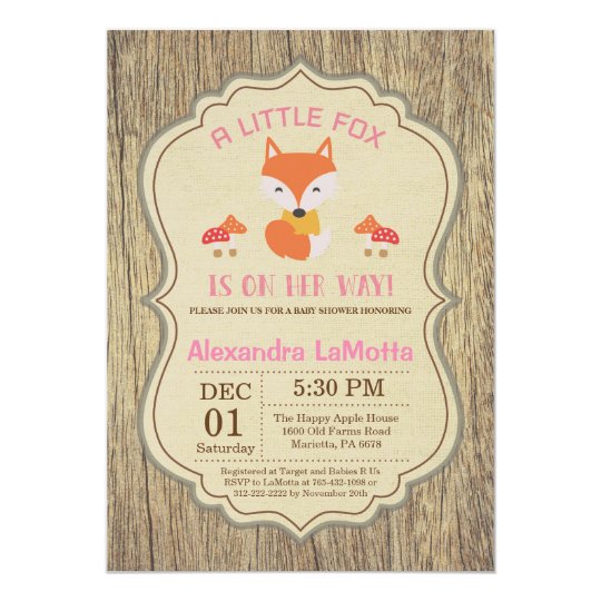 Rustic Fox Baby Shower Invitation Girl | Zazzle.com