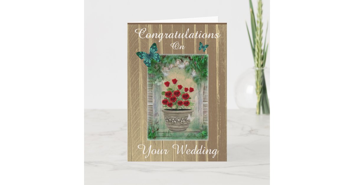 Rustic French Country Congratulations Wedding Card | Zazzle.com