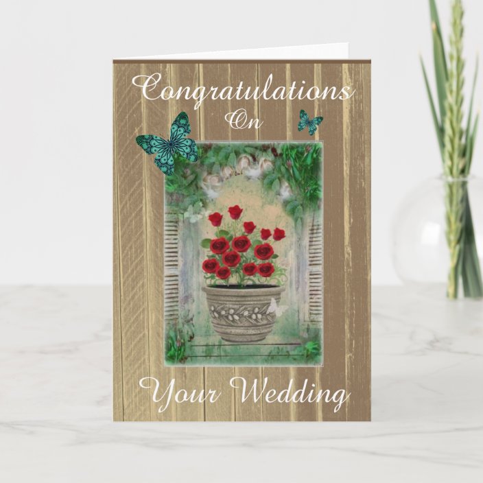 Rustic French Country Congratulations Wedding Card | Zazzle.com
