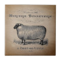 Rustic French Country Sheep Typography Farmhouse Ceramic Tile | Zazzle
