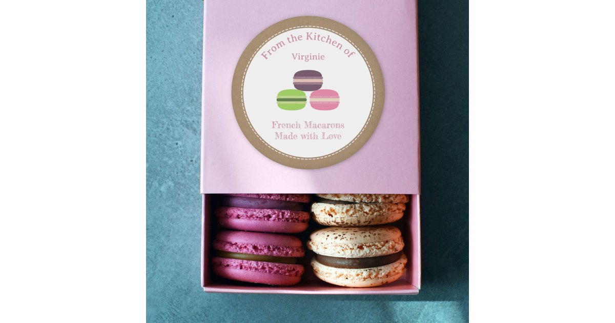 Rustic French Macarons Label Sticker | Zazzle