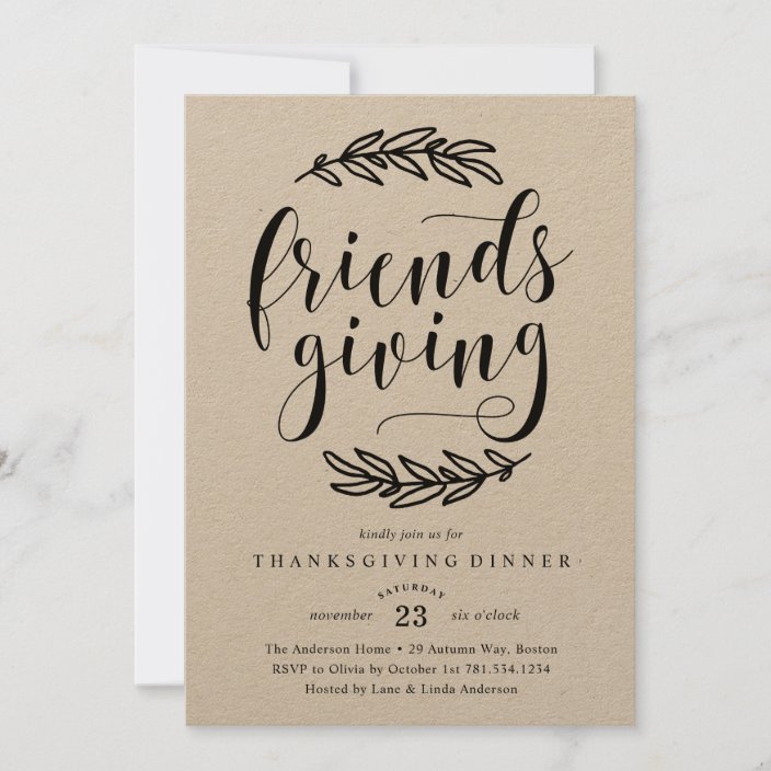 Rustic Friends Giving Dinner Invitation | Zazzle.com