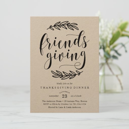 Rustic Friends Giving Dinner Invitation | Zazzle