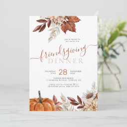 Rustic Friendsgiving botanical Thanksgiving dinner Invitation | Zazzle
