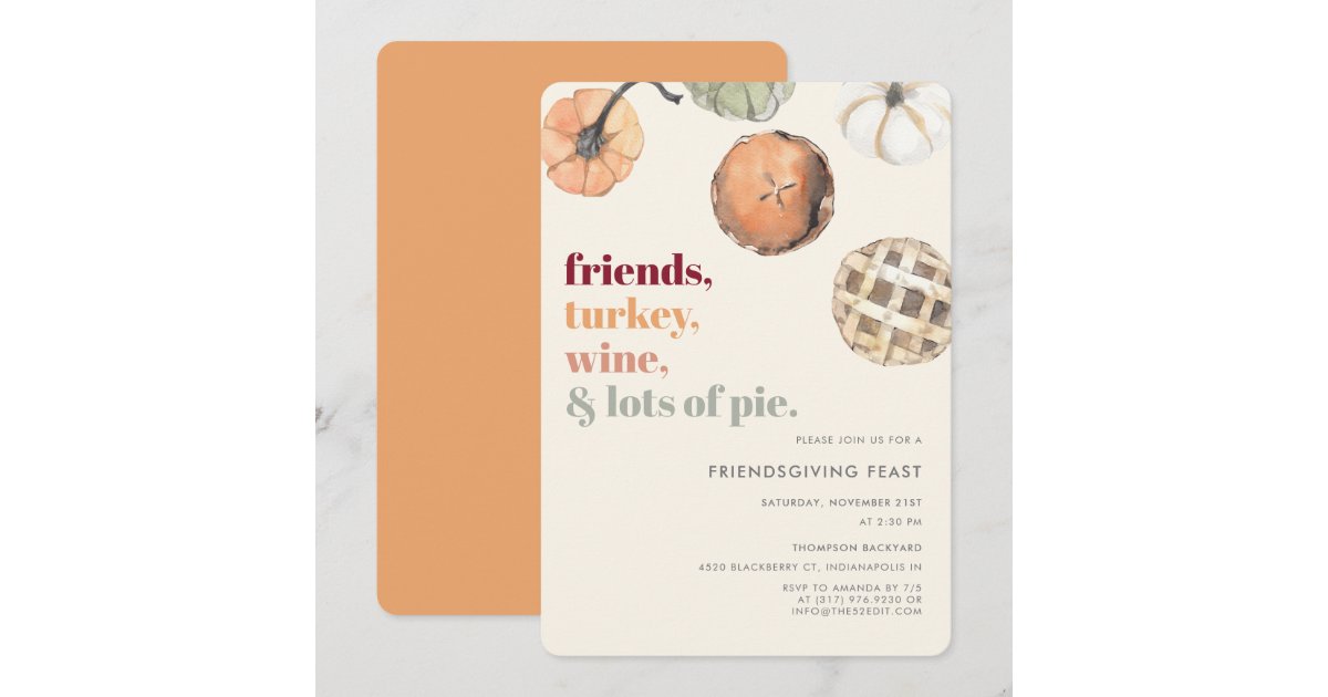 Rustic Friendsgiving Dinner Feast Party Invitation | Zazzle