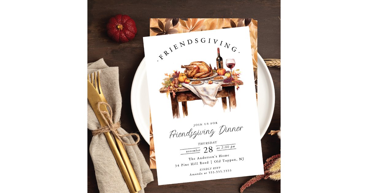 Rustic Friendsgiving Dinner Invitation | Zazzle
