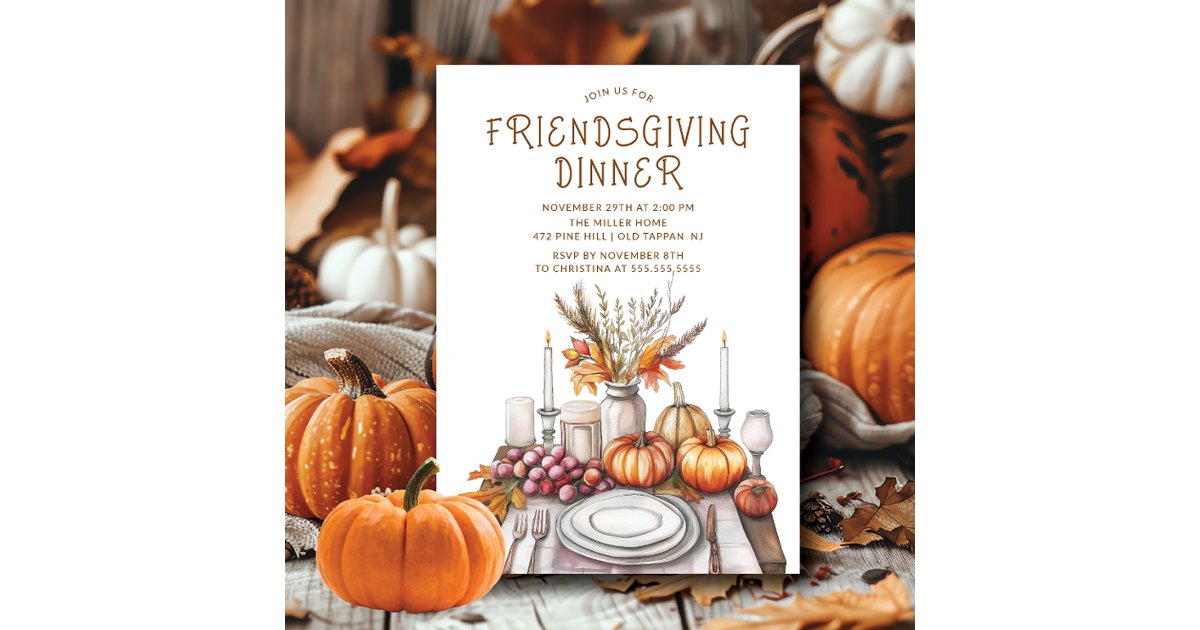 Rustic Friendsgiving Dinner Party Invitation | Zazzle