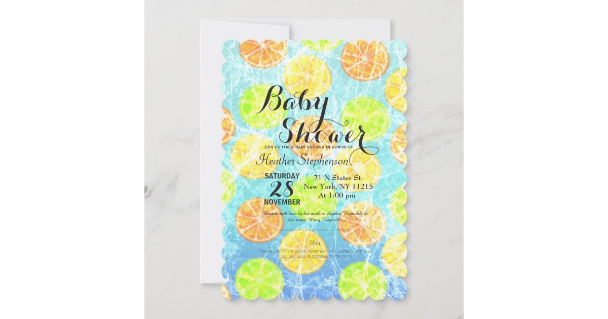 Rustic Frozen Citrus Summer Fruit Invitation | Zazzle