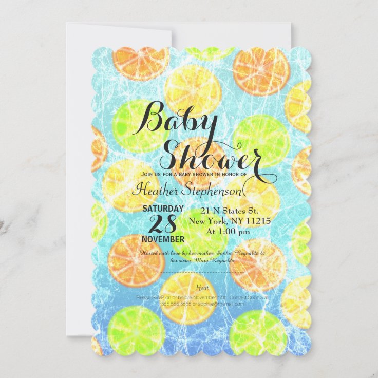 Rustic Frozen Citrus Summer Fruit Invitation | Zazzle