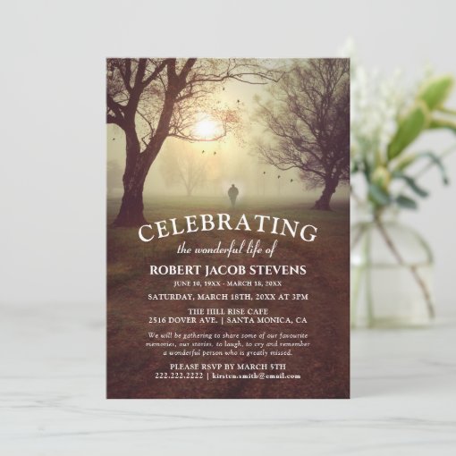 Rustic Funeral | Celebrating Life Memorial Photo Invitation | Zazzle