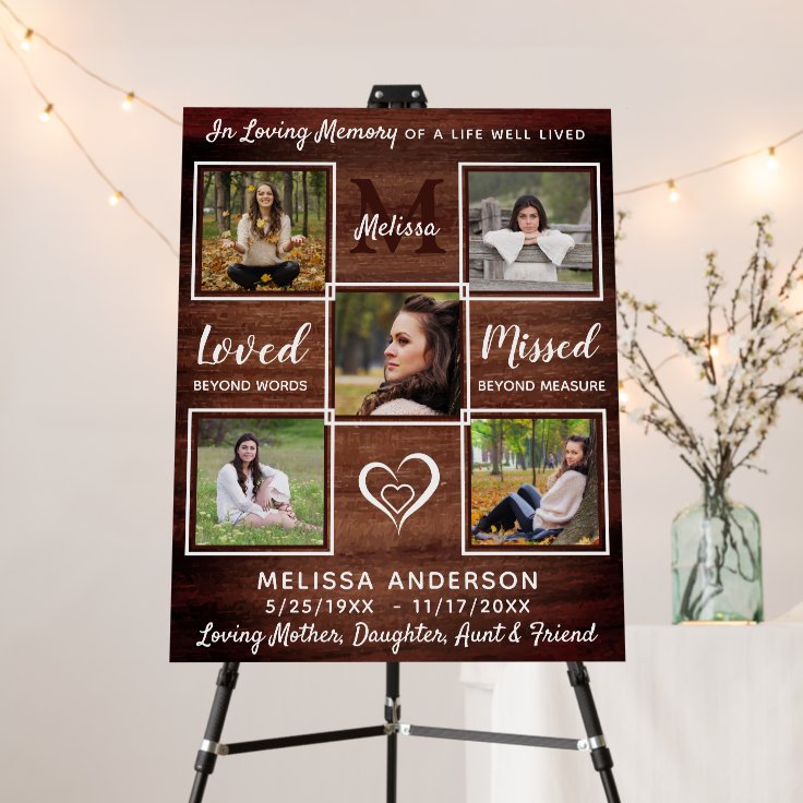 Rustic Funeral In Loving Memory Photos Memorial Foam Board | Zazzle