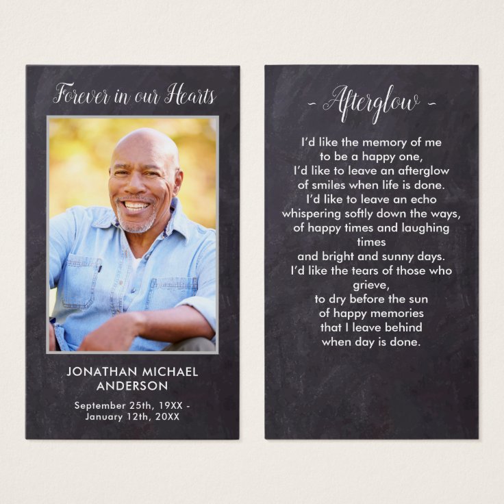Rustic Funeral Memorial Photo Sympathy Prayer Card | Zazzle