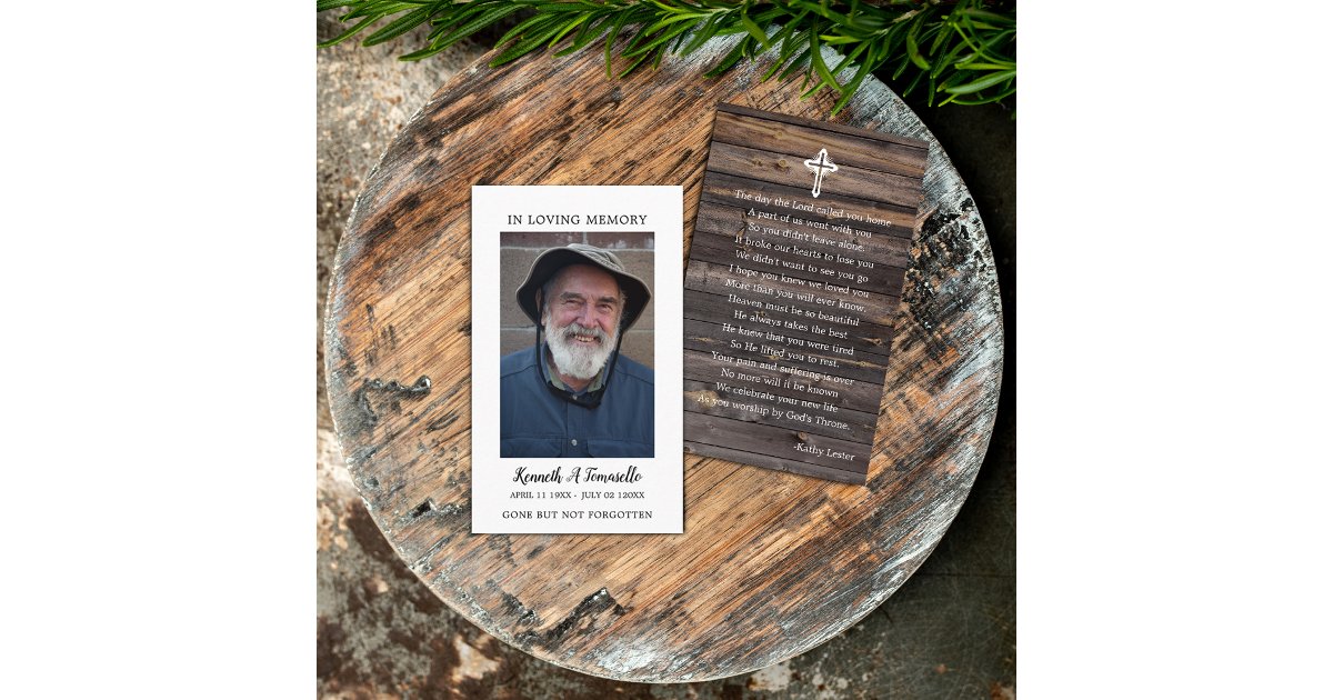 Rustic Funeral Memorial Prayer Photo Card | Zazzle
