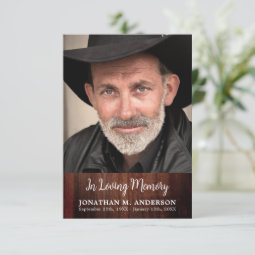 Rustic Funeral Simple Memorial Sympathy Photo Thank You Card | Zazzle