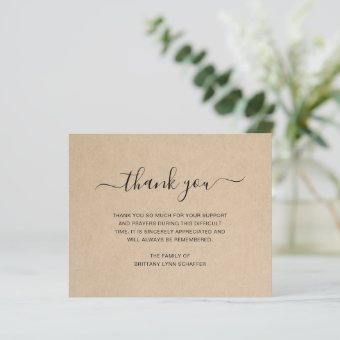 Rustic Funeral Sympathy Budget Thank You Card | Zazzle