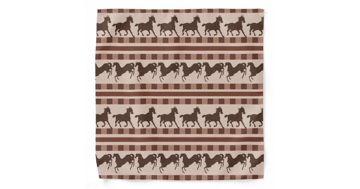 Rustic Galloping Horse Pattern Bandana | Zazzle