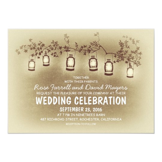 Rustic Garden Lights - Lanterns Wedding Invitation | Zazzle.com