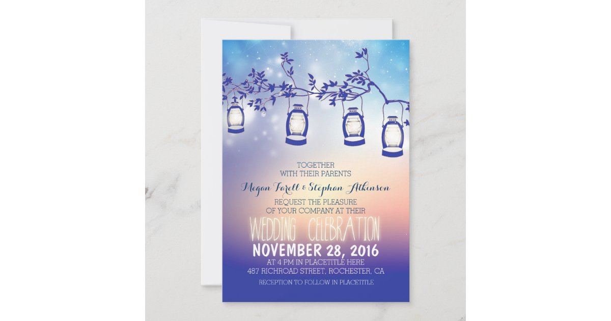 rustic garden lights - lanterns wedding invitation | Zazzle