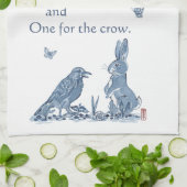 Rustic Gardener's Poem Blue & White Rabbit Crow Kitchen Towel | Zazzle