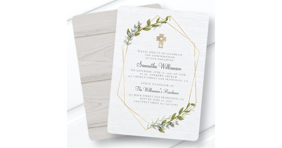 Rustic Geometric Floral Confirmation Invitation | Zazzle