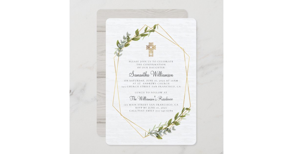 Rustic Geometric Floral Confirmation Invitation | Zazzle