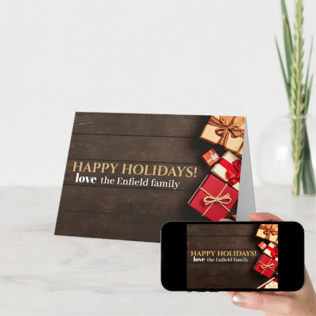 Rustic Gift Box, Christmas Card | Zazzle