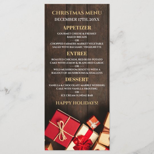 Rustic Gift Box, Christmas Menu | Zazzle.com