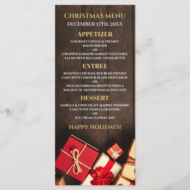 Rustic Gift Box, Christmas Menu | Zazzle