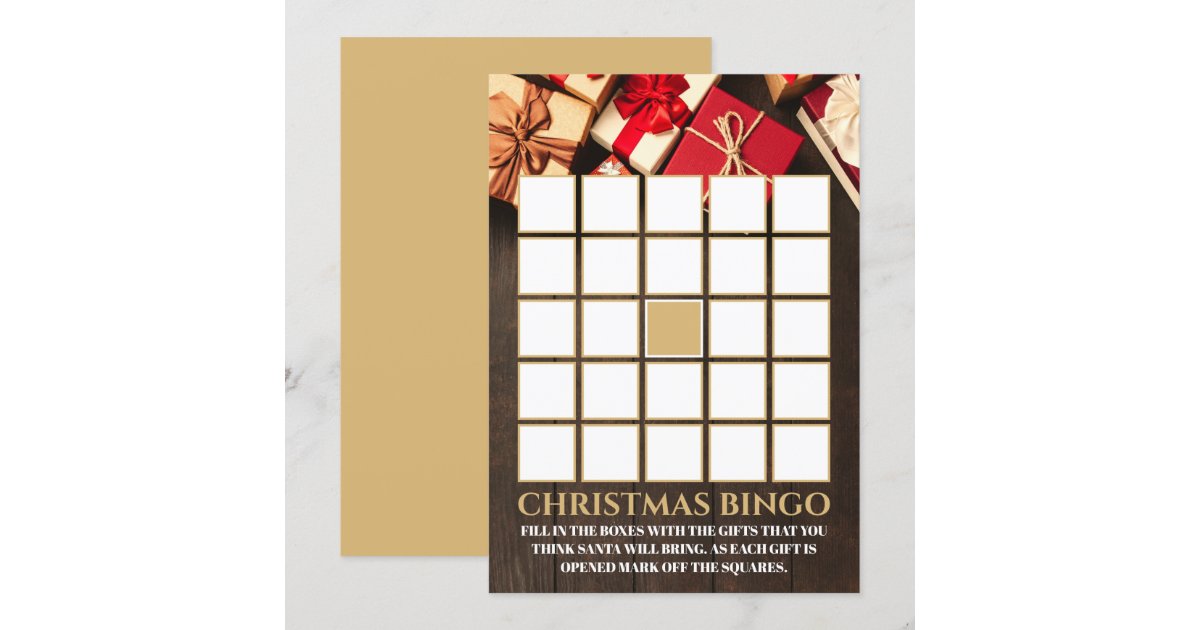 Rustic Gift Box, Christmas Party Bingo Invitation | Zazzle