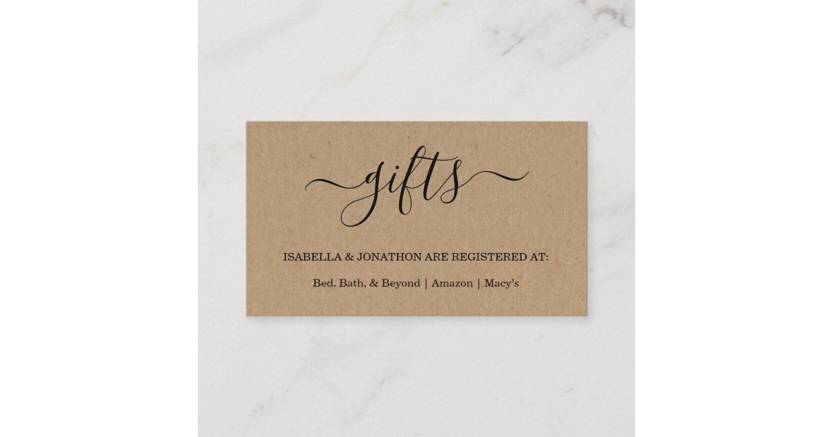 Rustic Gift Registry Insert / Invitation Enclosure | Zazzle