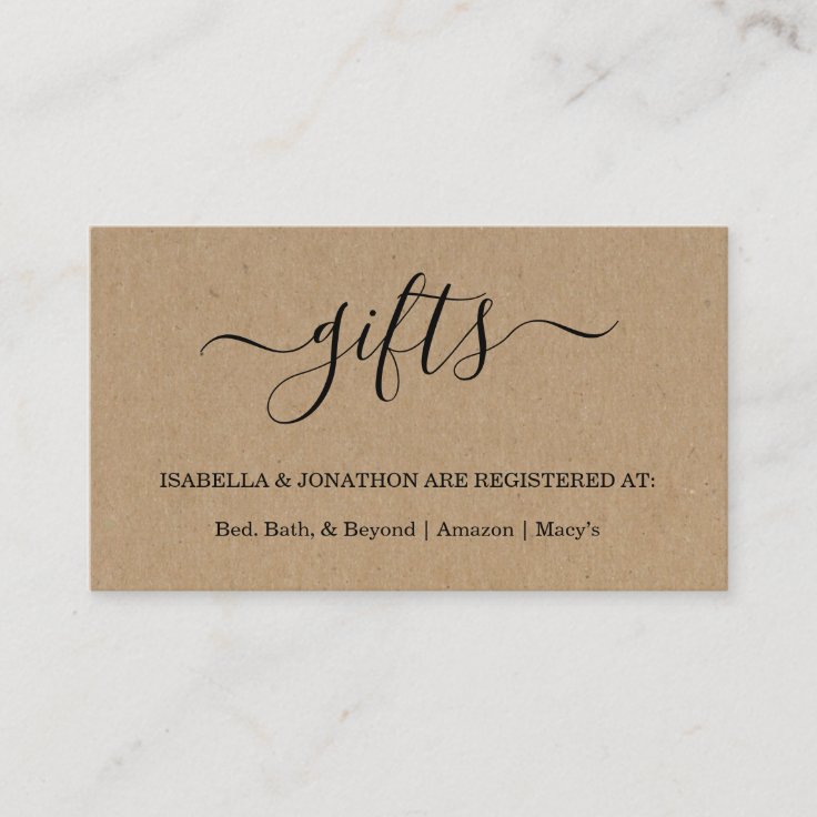 Rustic Gift Registry Insert / Invitation Enclosure | Zazzle