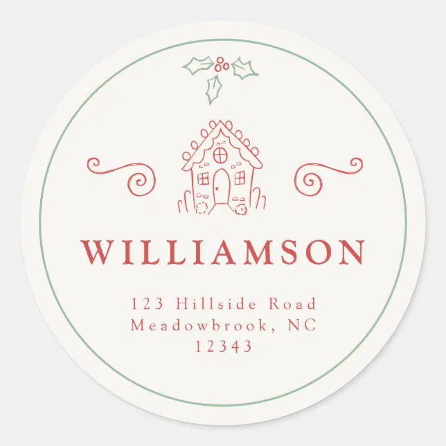 Rustic Gingerbread House Modern Christmas Holiday Classic Round Sticker ...