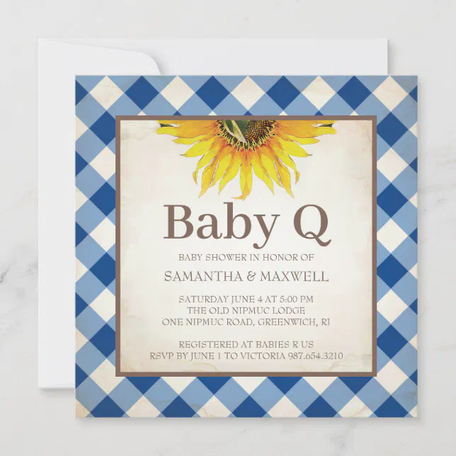 Rustic Gingham Checker Baby Shower Invitation | Zazzle