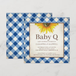 Rustic Gingham Checker Baby Shower Invitation | Zazzle