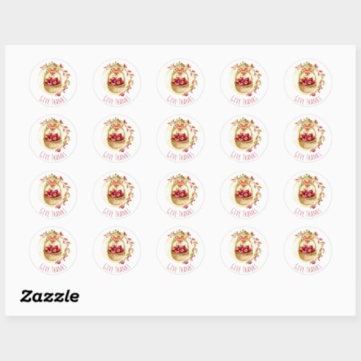 Rustic Give Thanks Cottage Core Thanksgiving Classic Round Sticker | Zazzle