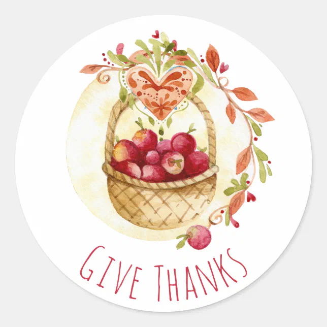 Rustic Give Thanks Cottage Core Thanksgiving Classic Round Sticker | Zazzle