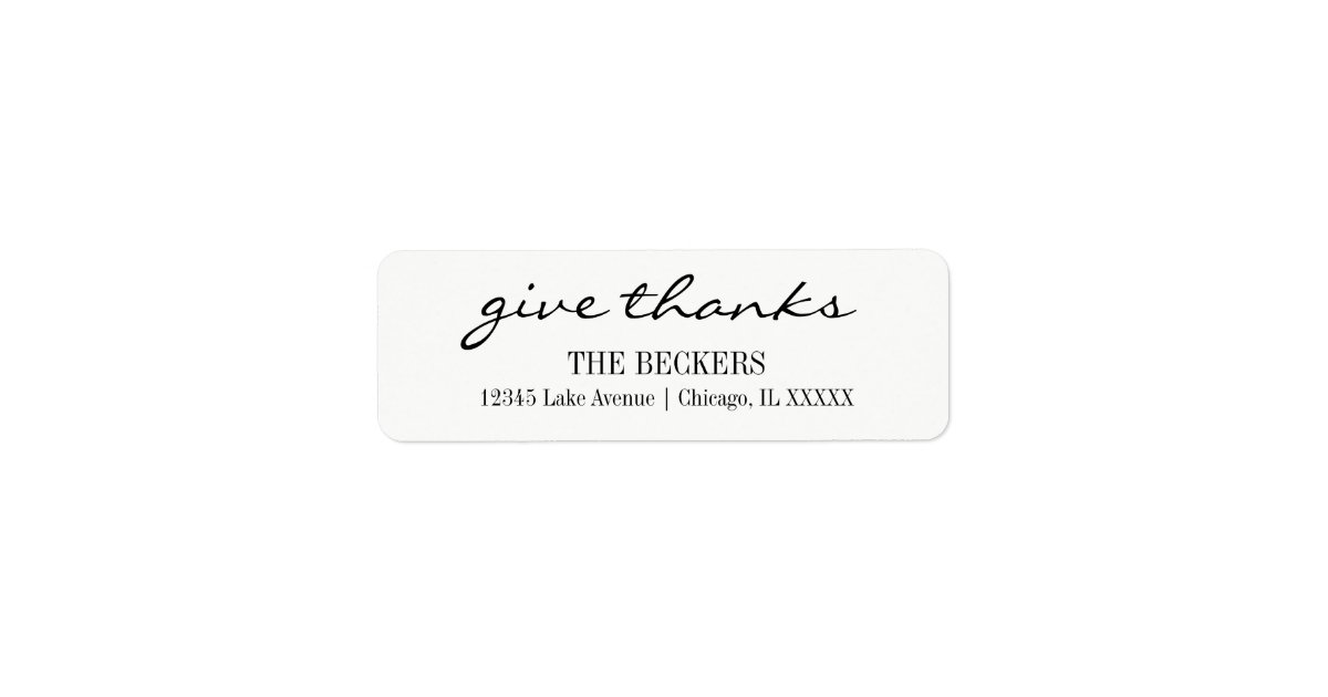 Rustic Give Thanks Holiday Address Label | Zazzle