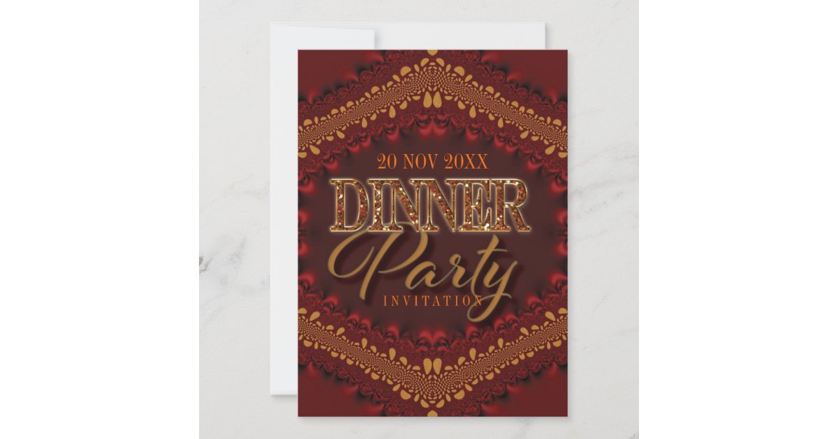 Rustic Glitter Dinner Party Invitations | Zazzle