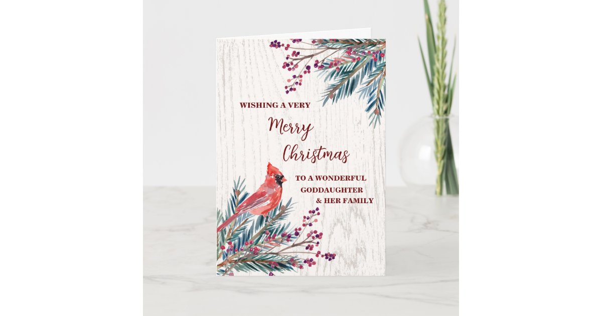 Rustic Goddaughter & Family Merry Christmas Card | Zazzle