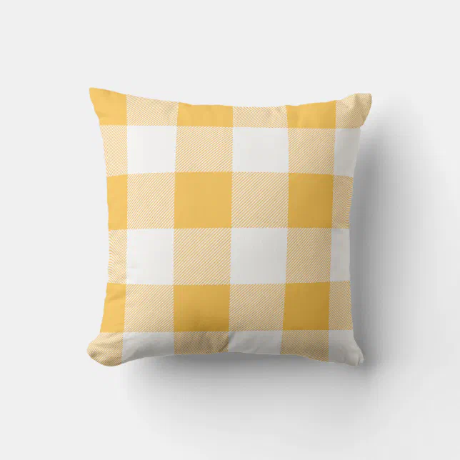 Rustic Gold and White Buffalo Check Plaid Throw Pillow | Zazzle