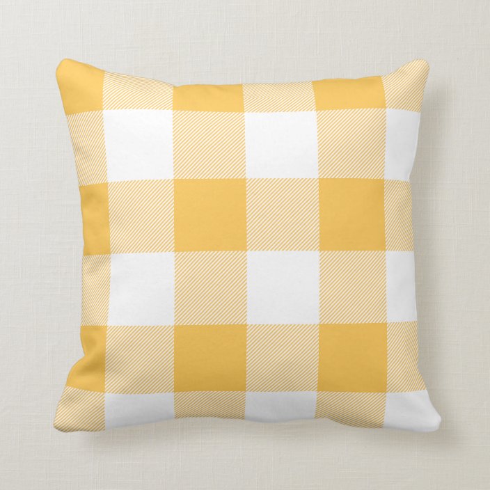Rustic Gold and White Buffalo Check Plaid Throw Pillow | Zazzle.com