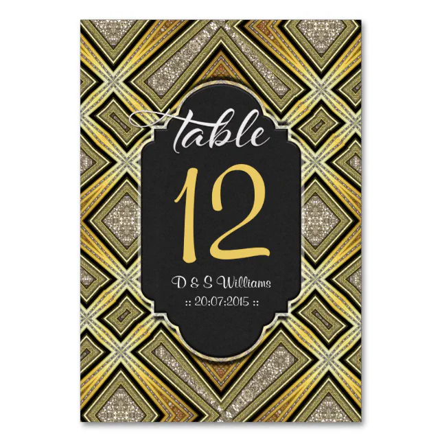 Rustic Gold Black Pattern Table Number Cards | Zazzle