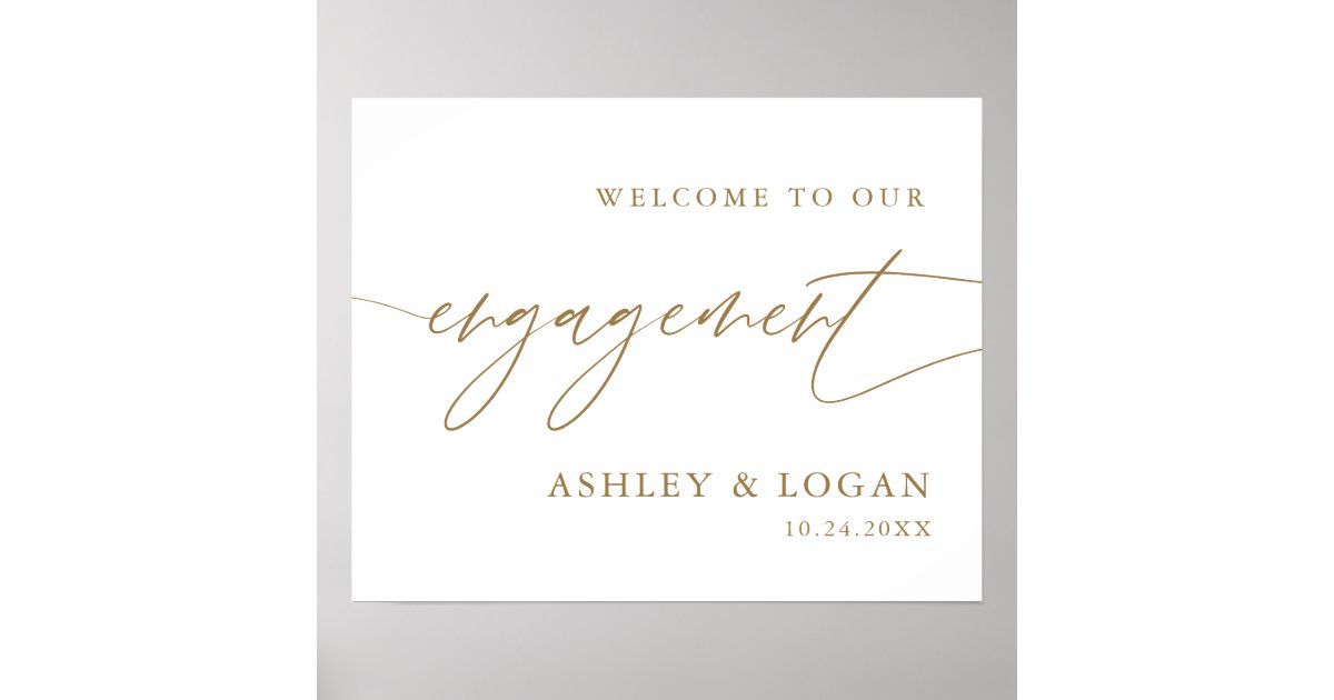 Rustic Gold Engagement Party Large Welcome Sign | Zazzle