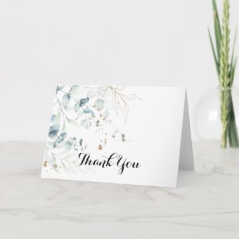 Rustic Gold Floral Folded Wedding Thank You Card | Zazzle