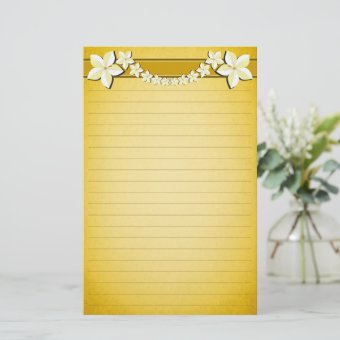 Rustic Gold Floral Parchment Lined Writing Paper | Zazzle