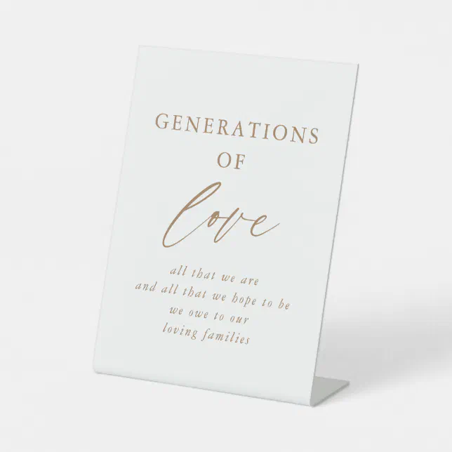 Rustic Gold Generations Of Love Wedding Sign | Zazzle