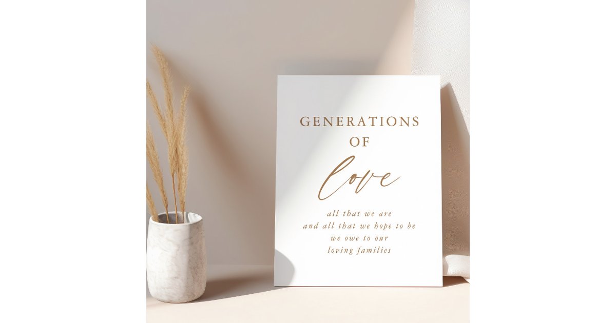 Rustic Gold Generations Of Love Wedding Sign | Zazzle