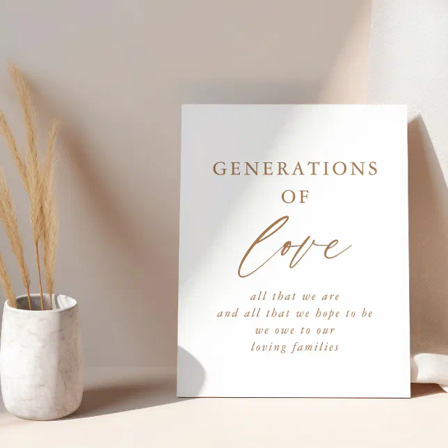 Rustic Gold Generations Of Love Wedding Sign | Zazzle
