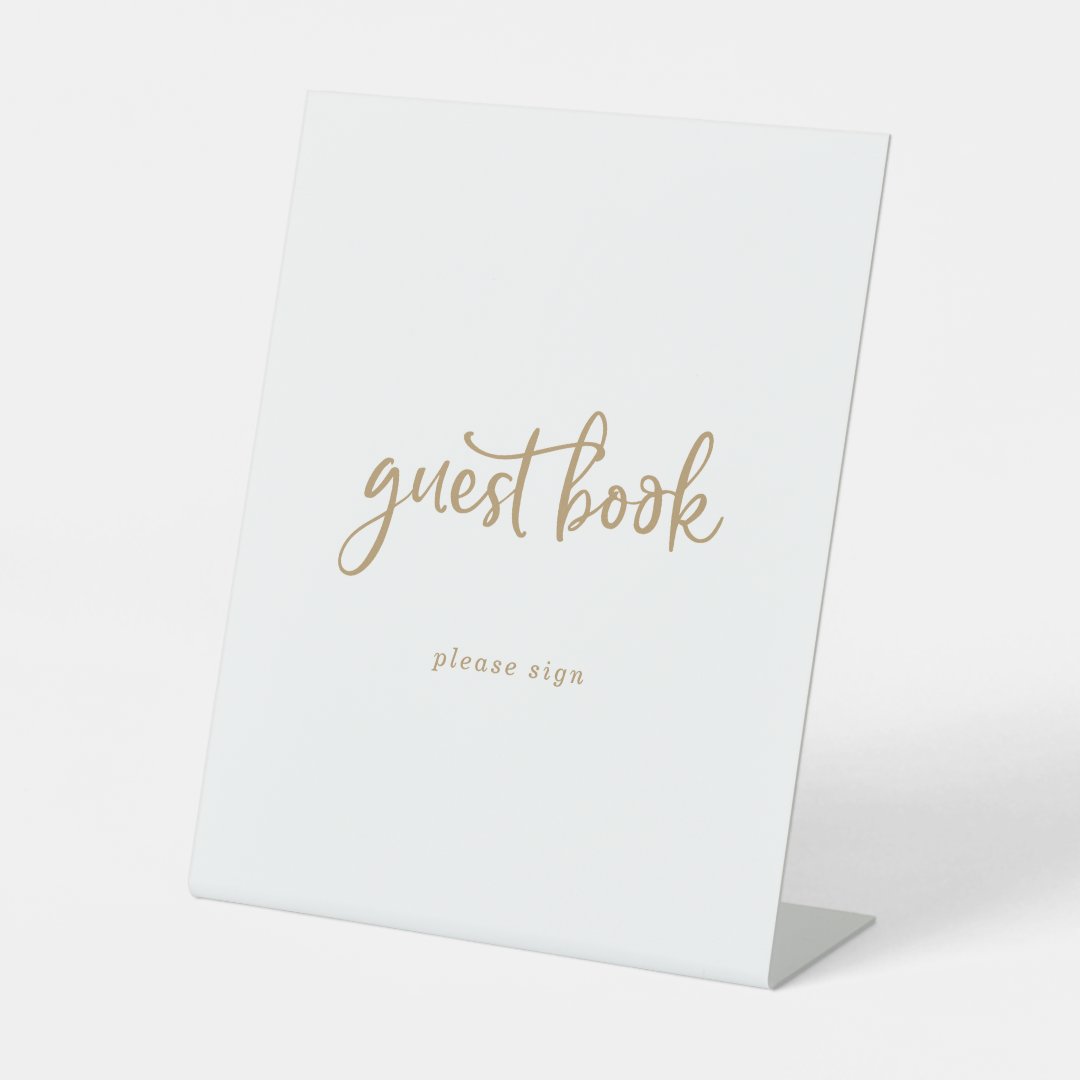 Rustic Gold Script Guest Book Sign | Zazzle