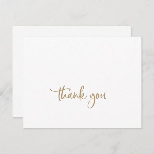 Rustic Gold Script Thank You Card | Zazzle